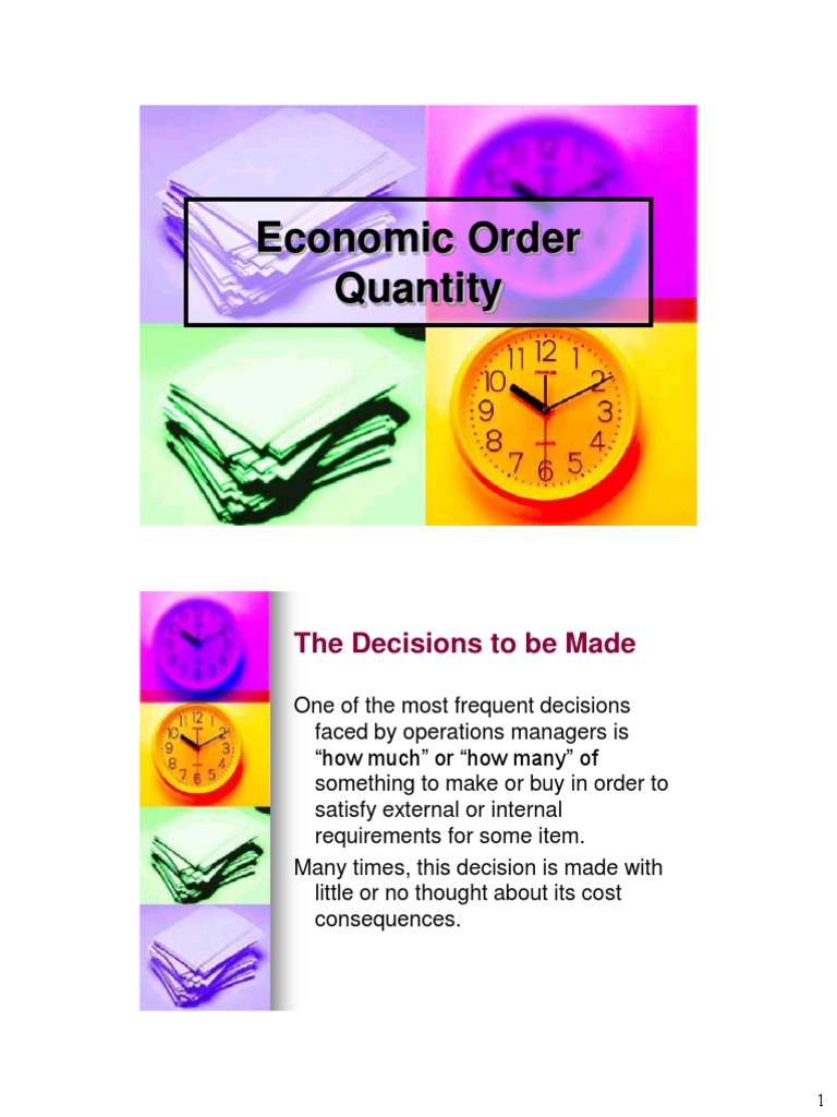 Calculating the Optimal Order Quantity Using the Economic Order ...