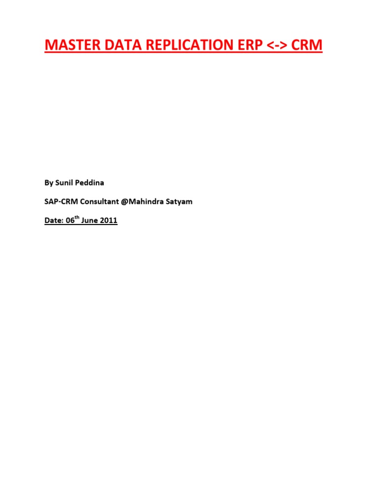 CRM Settings Configuration For Master Data Replication | PDF