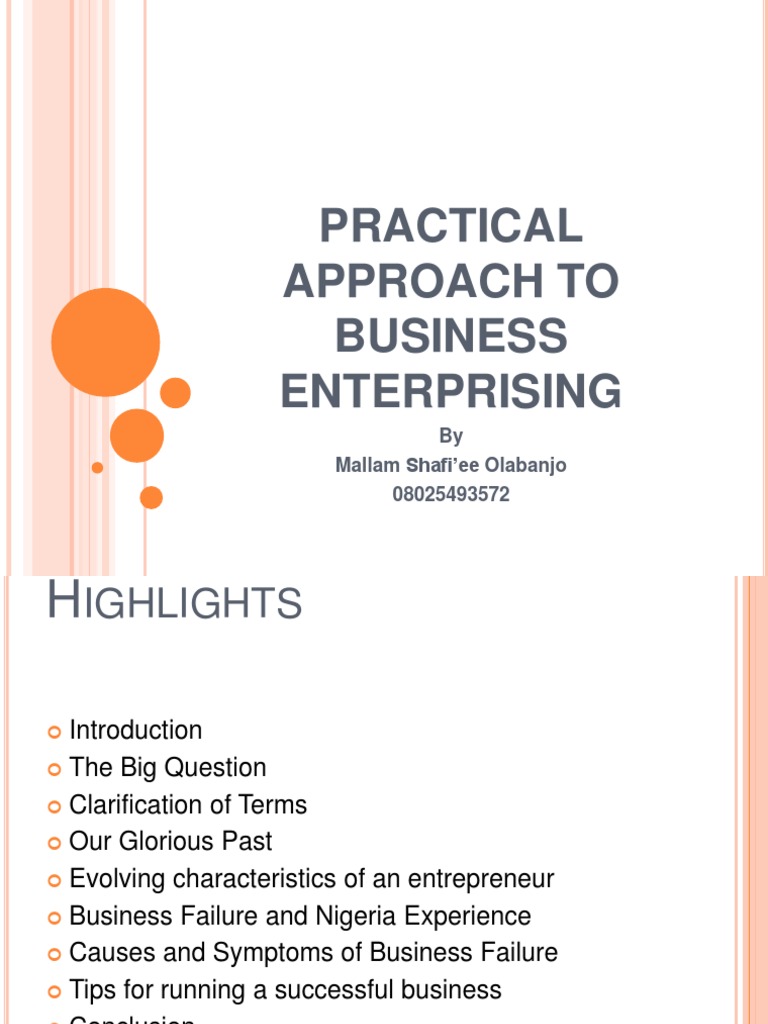 Practical Approach To Business | PDF | Restaurants | Entrepreneurship