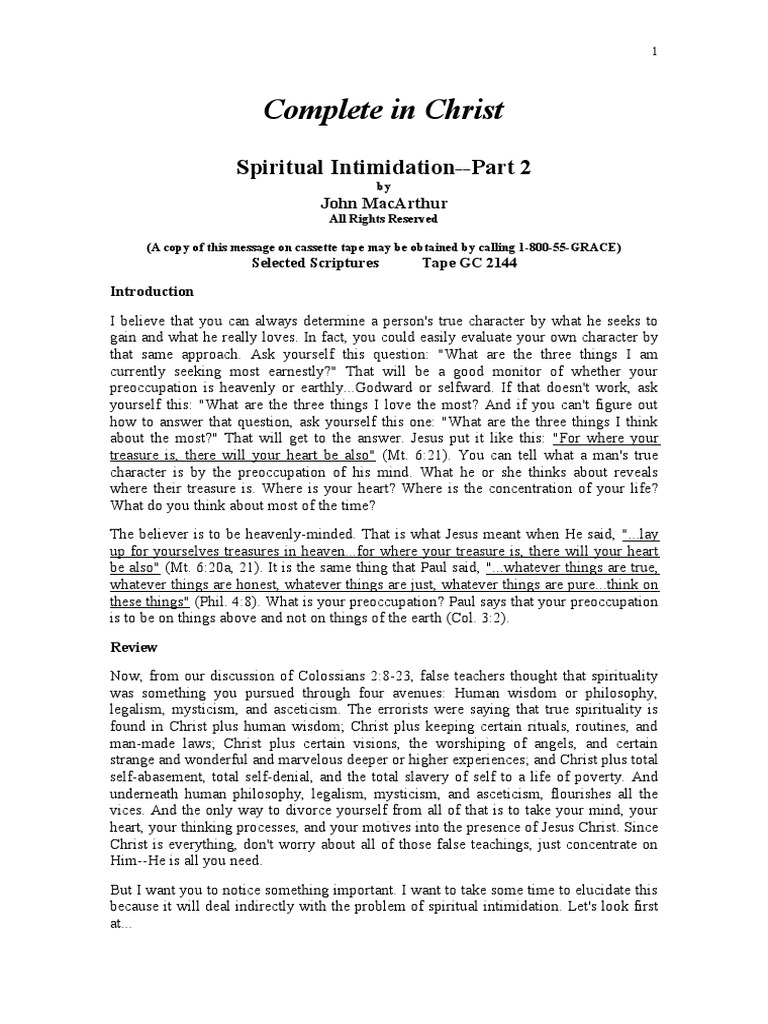 Complete in Christ - John MacArthur | PDF | Ark Of The Covenant | Isaiah