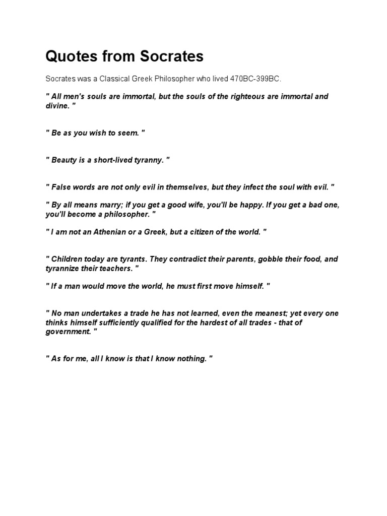 Famous Quotes by Socrates | PDF | Young Adult