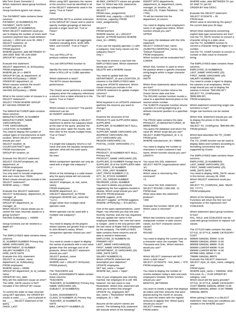 Mid Term Exam Semester 2 | Download Free PDF | Sql | Table (Database)