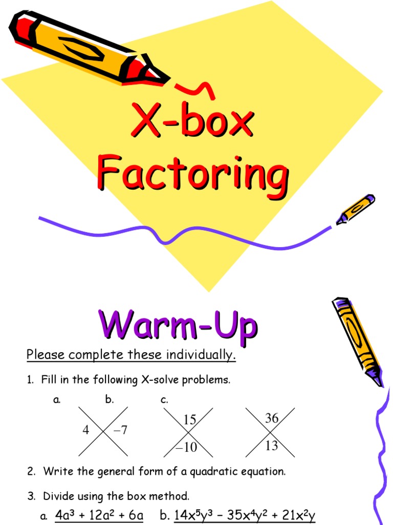 Factor Using Box Method | PDF | Factorization | Quadratic Equation