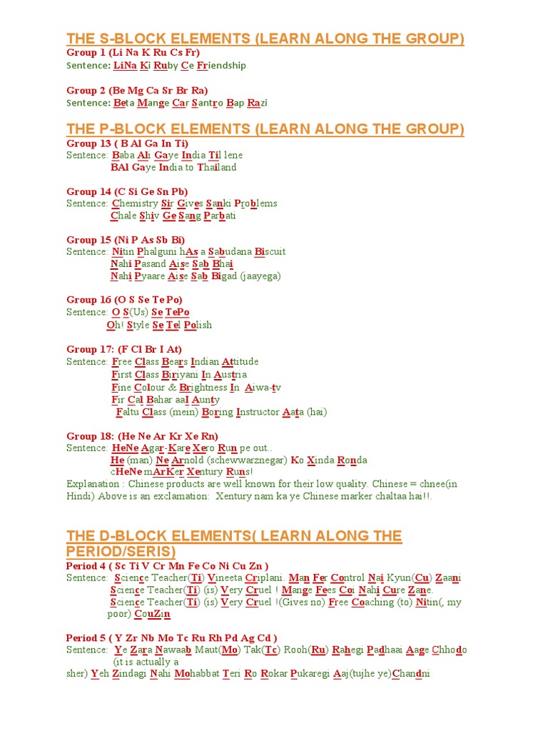 Periodic Table Mnemonics | PDF | Crystalline Solids | Metals
