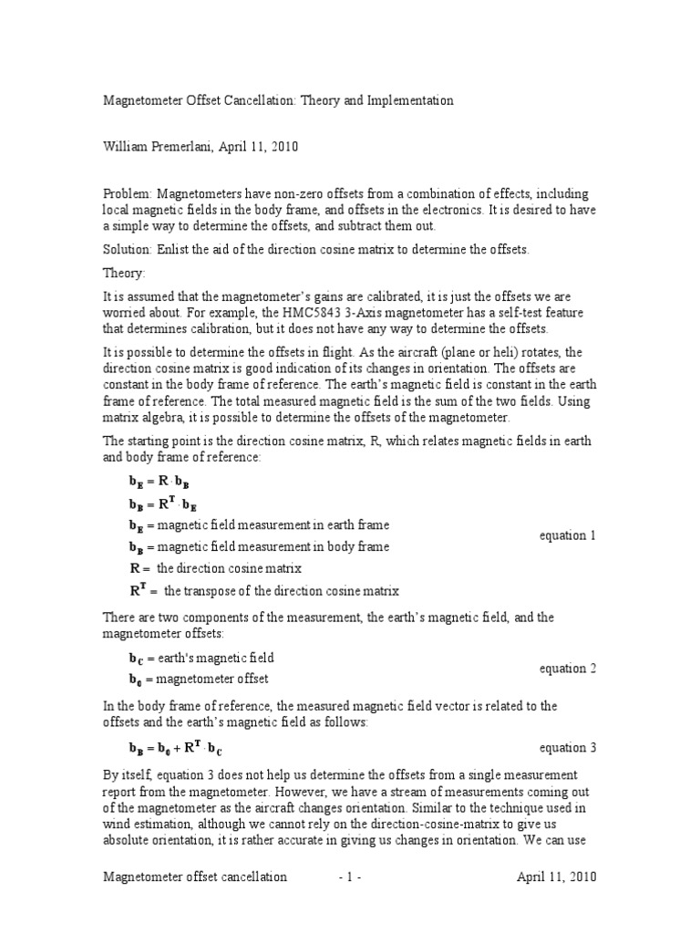 Magnetometer Offset Nulling | PDF | Euclidean Vector | Magnetometer