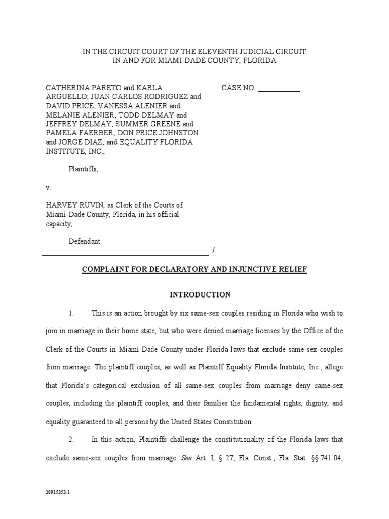 Complaint For Declaratory and Injunctive Relief | PDF | Fourteenth Amendment To The United ...