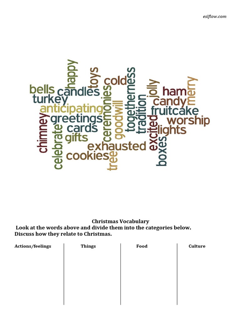 Christmas Vocabulary Worksheet PDF | PDF