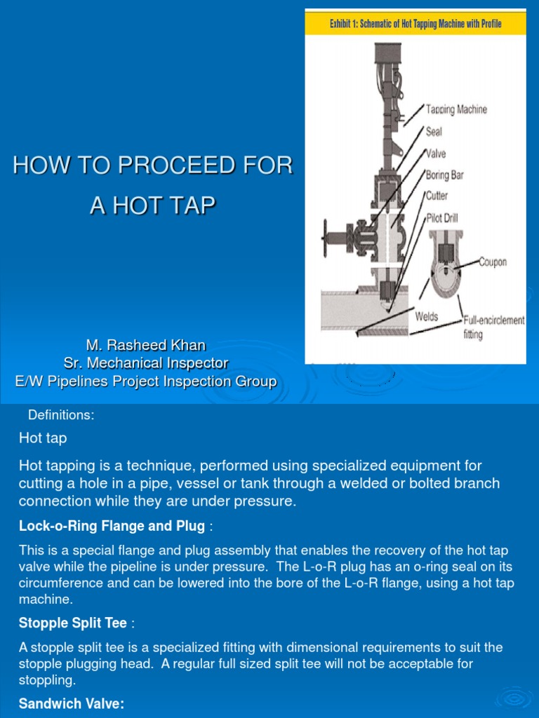 How To Proceed For A Hot Tap | PDF | Tap (Valve) | Pipe (Fluid Conveyance)