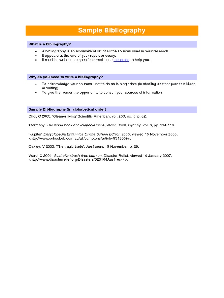 Show Example Of A Bibliography