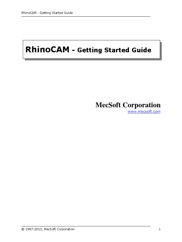 RhinoCAM GettingStartedGuide PDF | PDF | Machining | Machine Tool