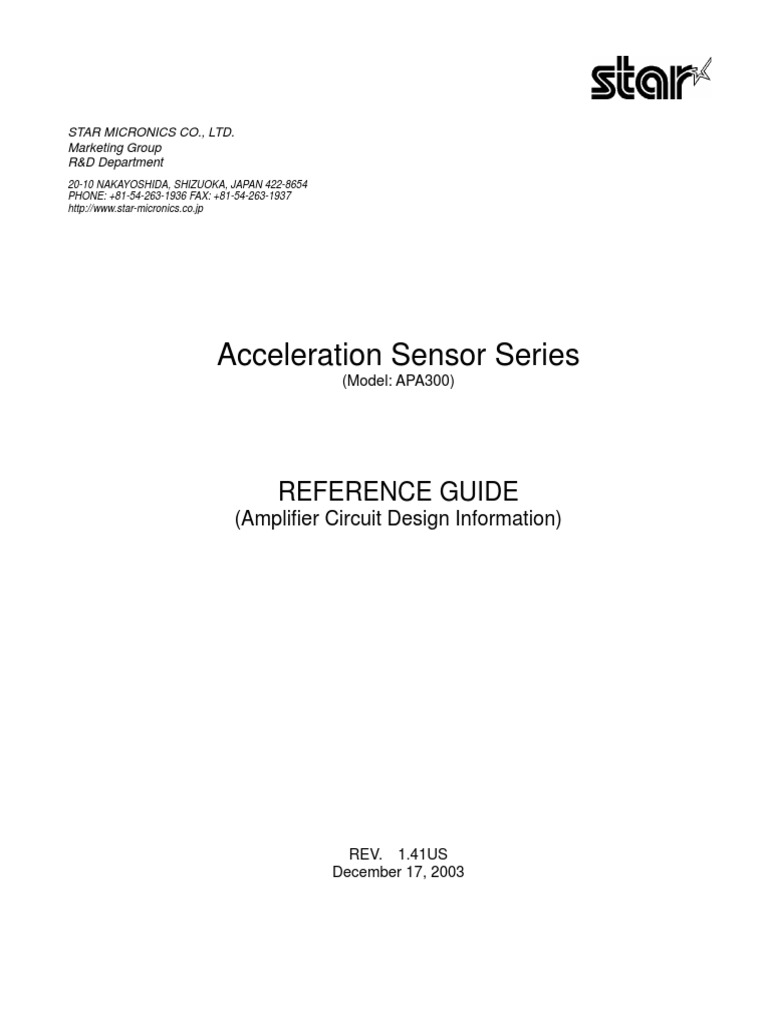 Acceleration Sensor Series: Reference Guide | PDF | Amplifier ...