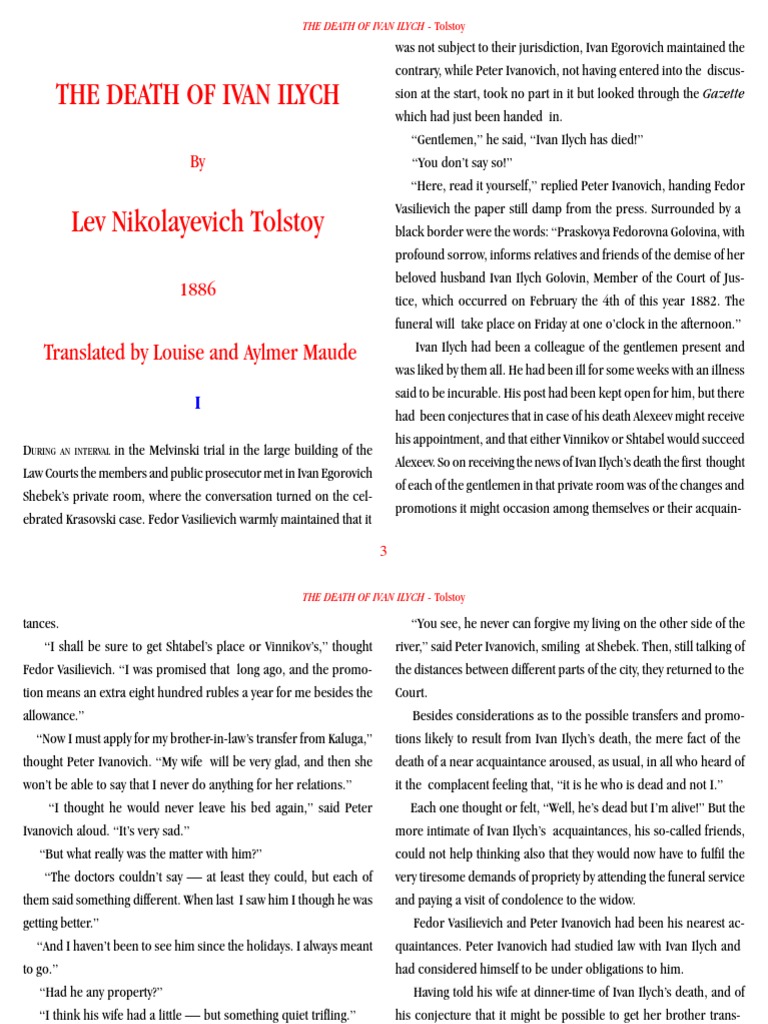 Tolstoy - Death of Ivan Ilych | PDF | Marriage