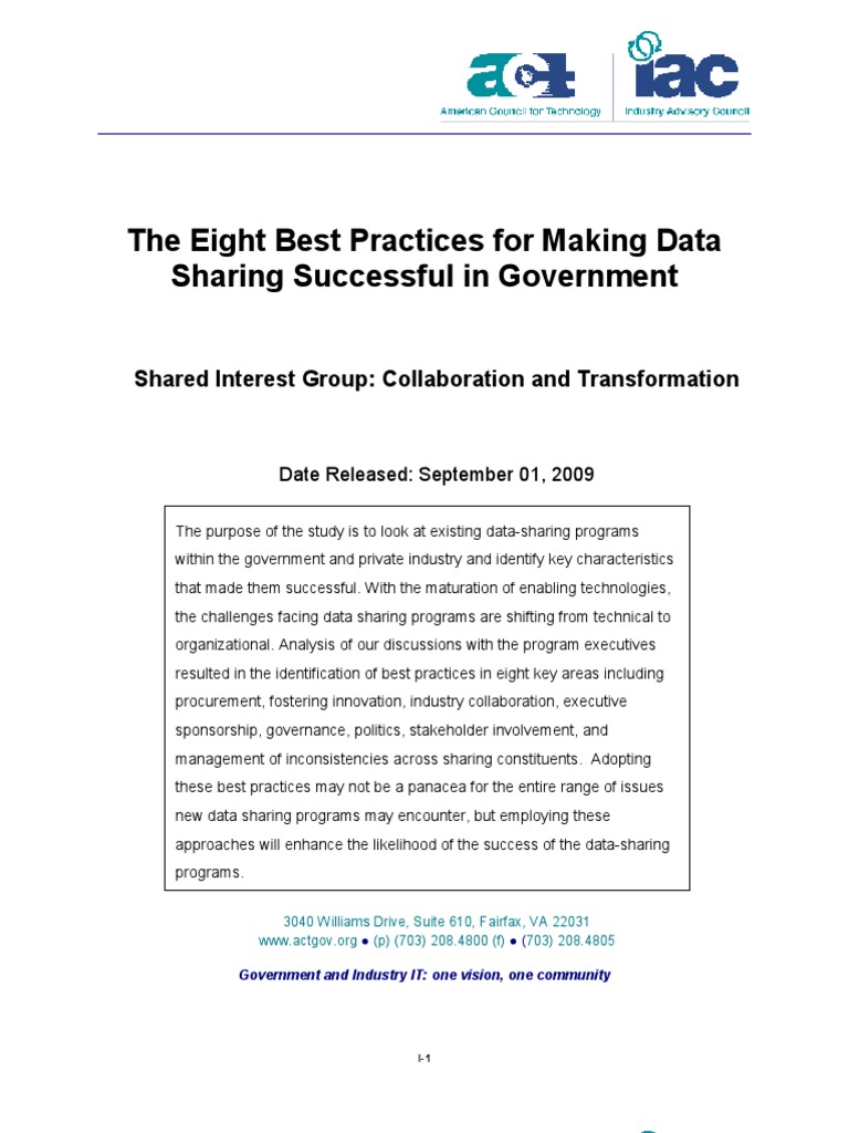 September 2009: IAC: The Eight Best Practices For Making Data Sharing ...
