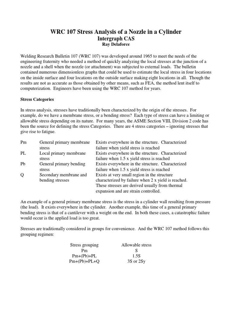 WRC 107 Stress Analysis of A Nozzle in A Cylinder | PDF | Stress–Strain ...