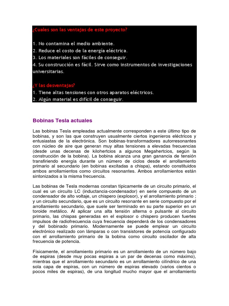 Bobina de Tesla Español e Ingles | PDF | Inductor | Electricidad