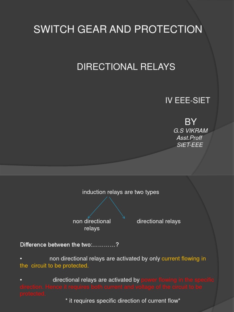 Switch Gear and Protection: Directional Relays | PDF | Relay | Transformer