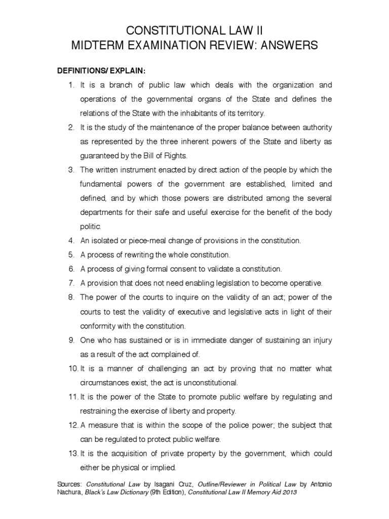 Constitutional Law II Midterm Review | PDF | United States Constitution ...