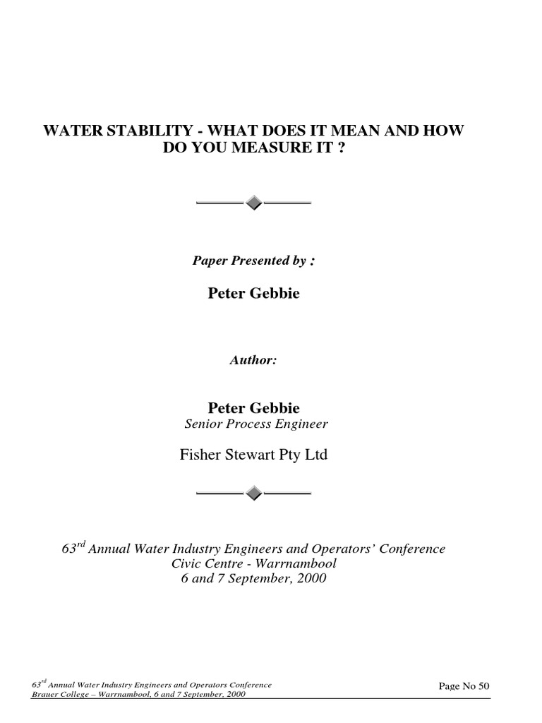 Water Stability - What Does It Mean and How Do You Measure It ? | PDF ...