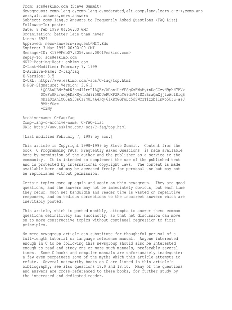 C Faq | PDF | C (Programming Language) | Pointer (Computer Programming)