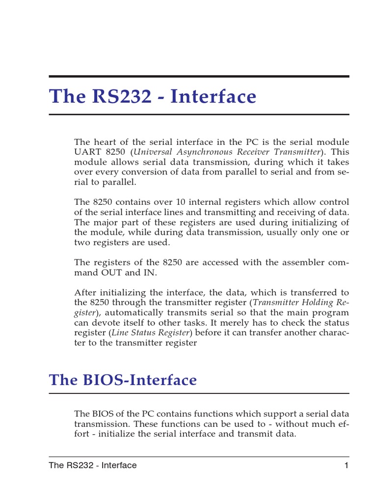 The Rs232 Interface Pdf Modem Data Transmission