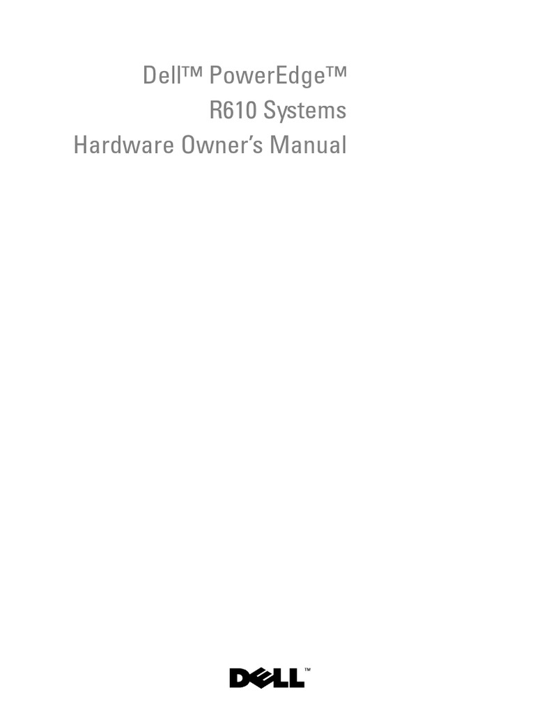 Dell™ Poweredge™ R610 Systems Hardware Owner'S Manual | PDF | Booting ...