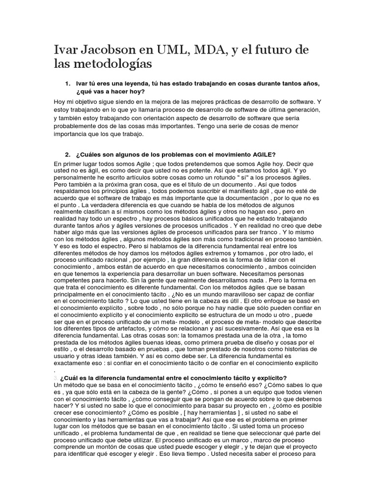 Ivar Jacobson: Futuro del Desarrollo Ágil | PDF | Lenguaje de modelado ...