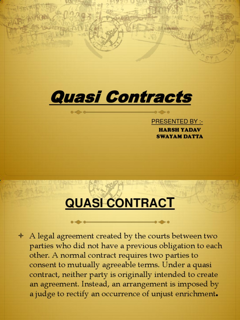 Law Quasi Contracts Final | PDF | Business Law | Social Institutions