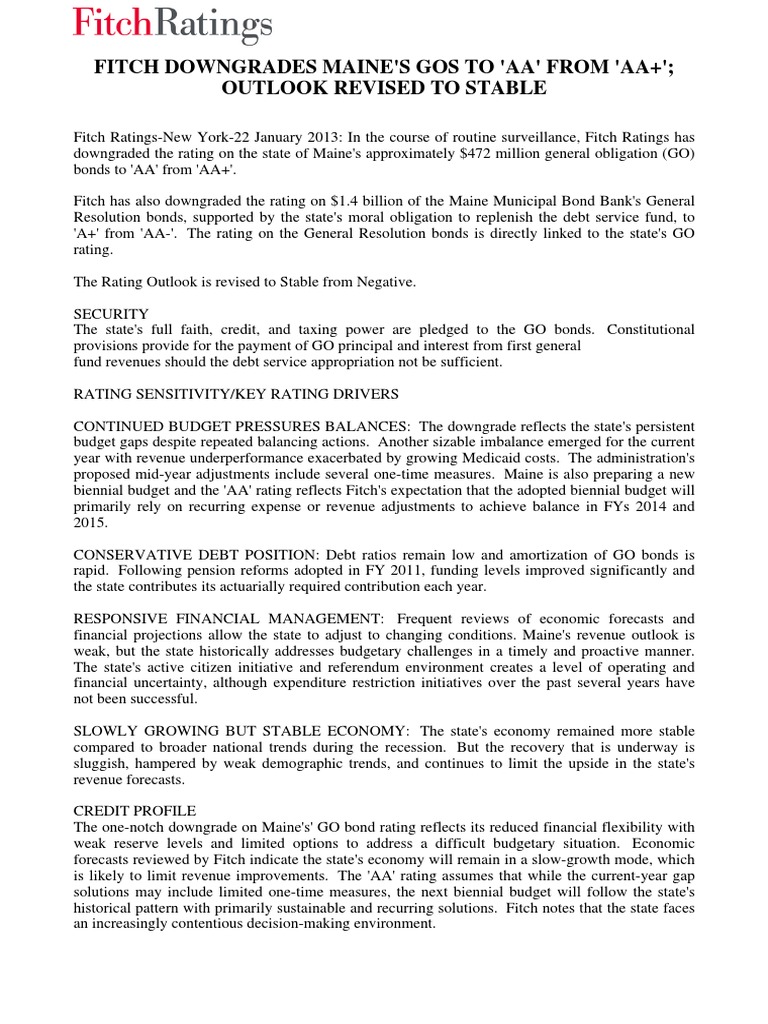 Fitch Ratings Report | PDF | Municipal Bond | Debt