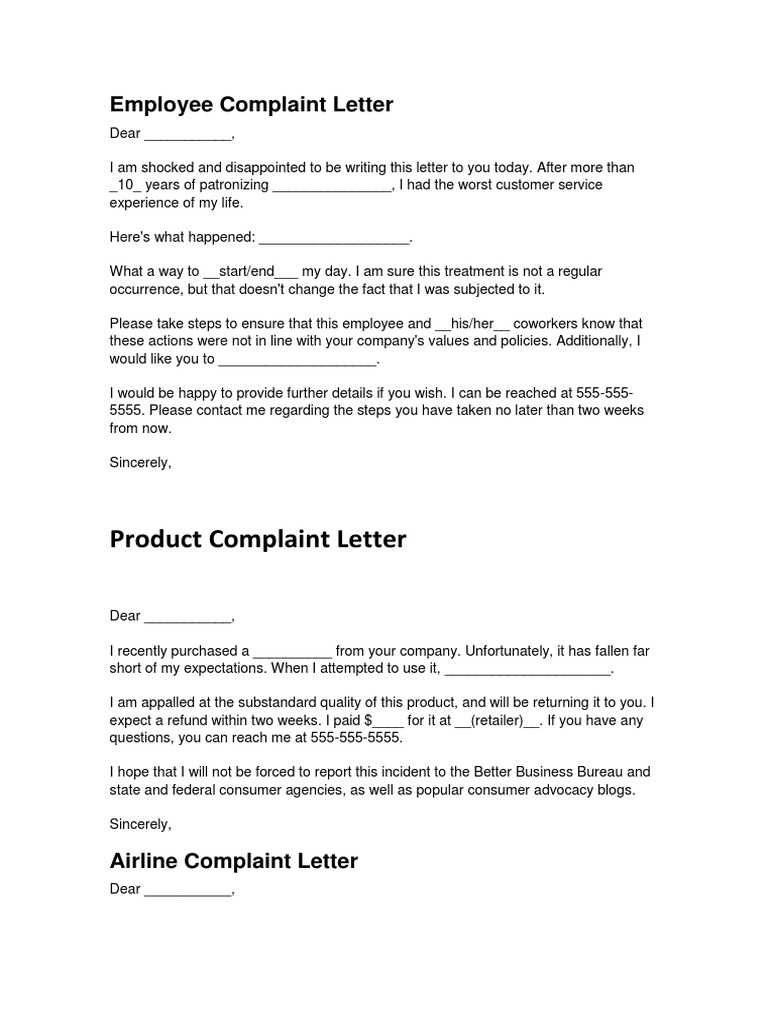 Employee Complaint Letter | PDF | Airlines | Employment