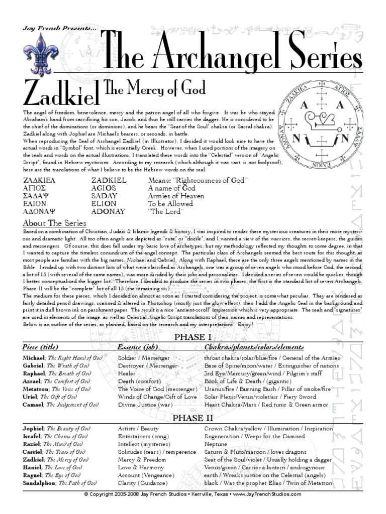 Zadkiel Info | PDF | Archangel | Angel