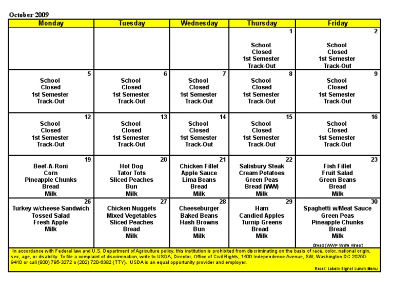 October Lunch Menu | PDF