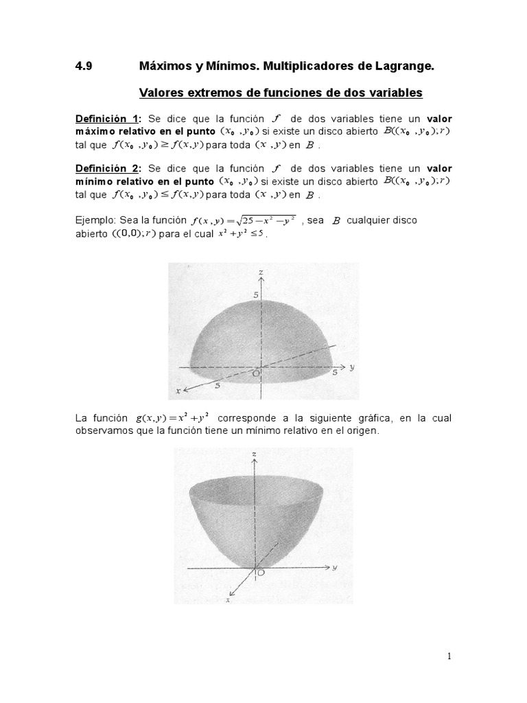 Máximos y Mínimos Mult Lagrange | Descargar gratis PDF | Máximos y mínimos | Función (Matemáticas)