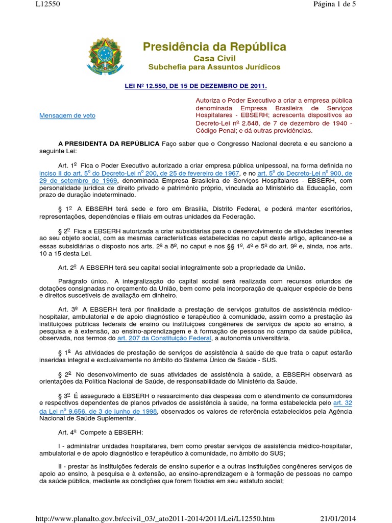 Lei Federal nº 12.550, de 15 de dezembro de 2011 | Companhia Pública ...