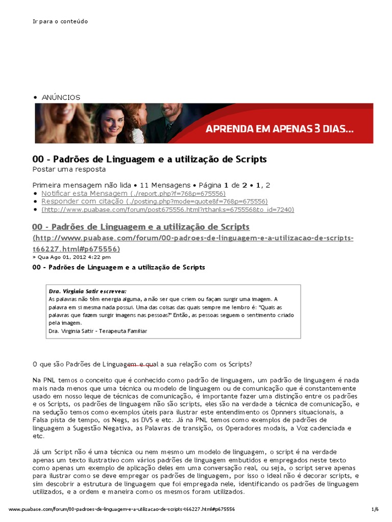 00 - Padrões de Linguagem e A Utilização de Scripts | PDF | Linguagem ...