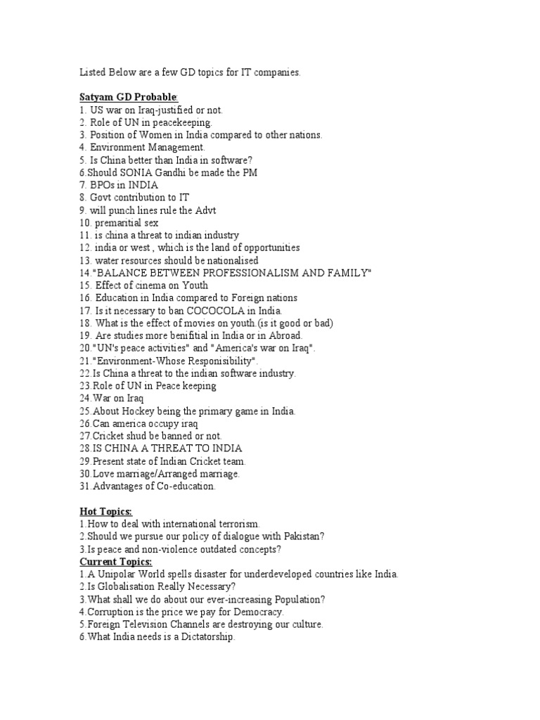 GD Topics | Download Free PDF | Government | Politics (General)