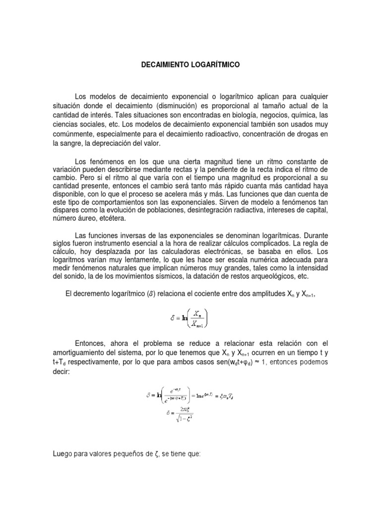 Modelos de Decaimiento Logarítmico | PDF | Logaritmo | Desintegración radioactiva