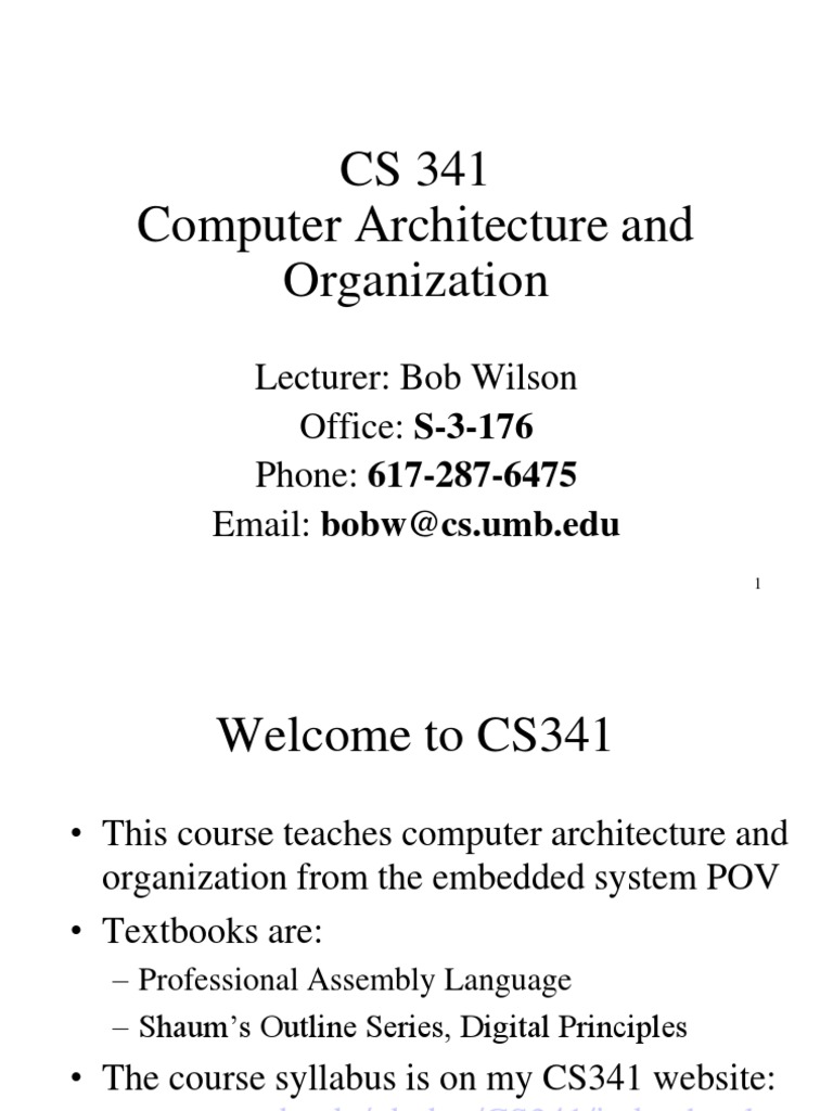 CS 341 Computer Architecture and Organization | PDF | Embedded System ...