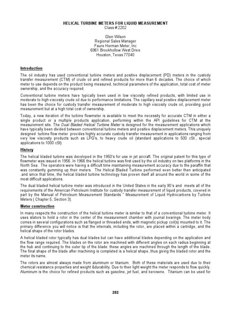 Faure Herman Turbine | PDF | Turbine | Flow Measurement
