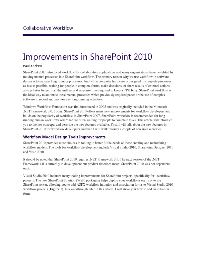 SharePoint 2010 Workflow Updates | PDF | Share Point | Microsoft Visual ...