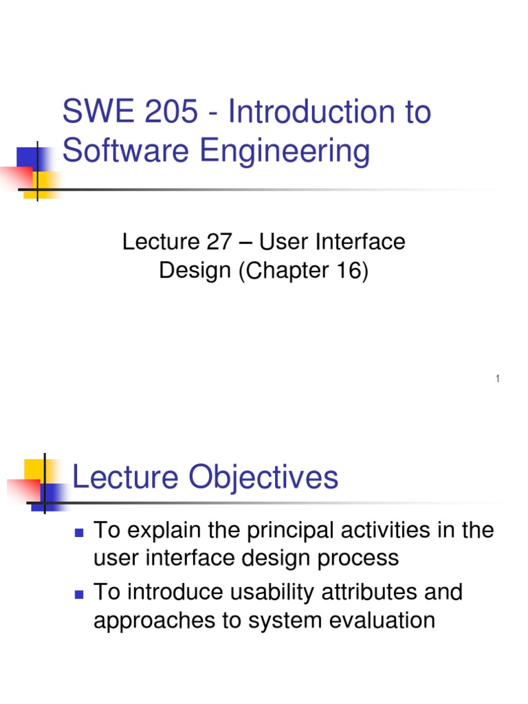 SWE 205 - Introduction To Software Engineering: - User Interface Design ...