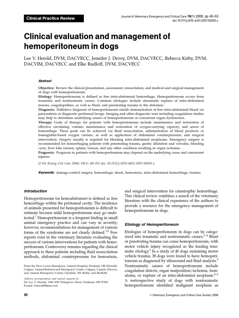 Hemoperitoneum | PDF | Blood Transfusion | Major Trauma