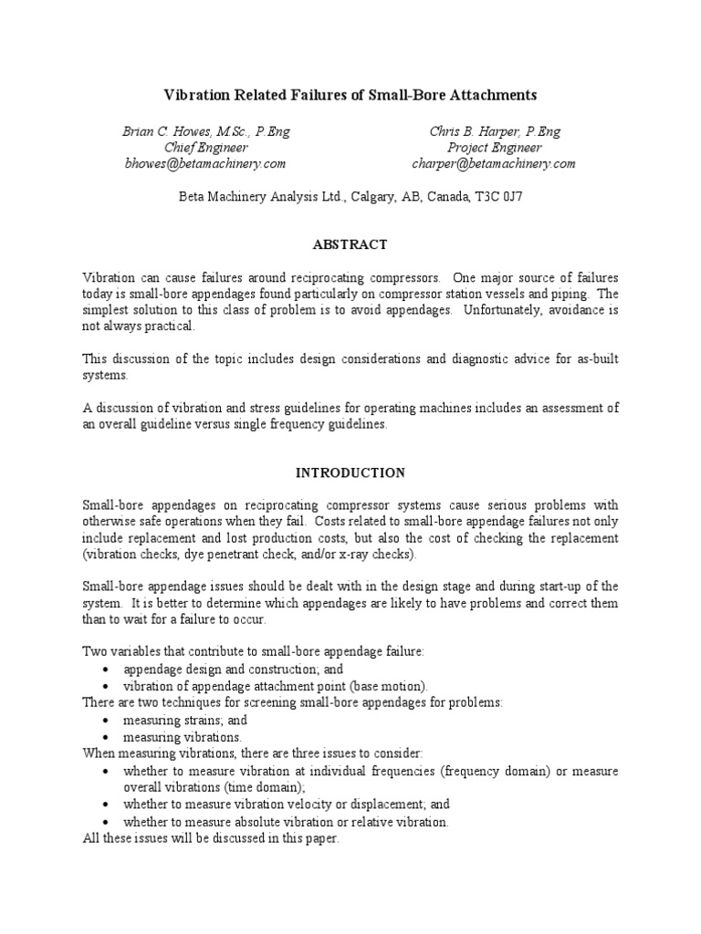 Vibration Related Failures of Small Bore-Attachments | PDF | Resonance ...