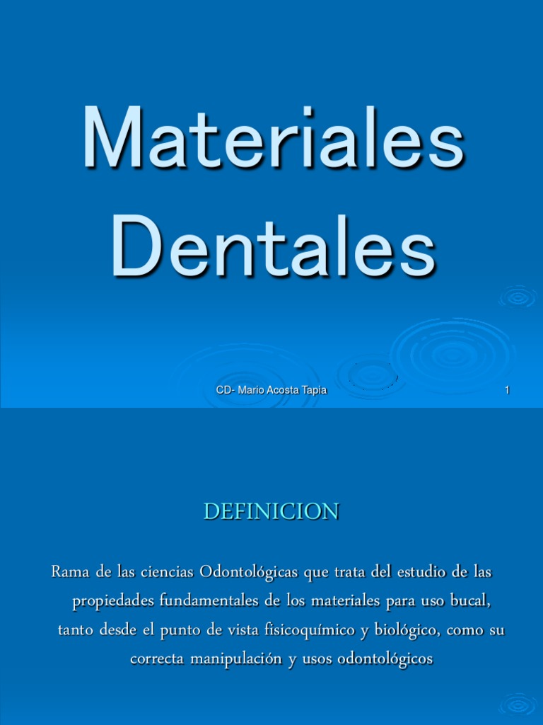 2da Clase Clasificacion de Los Materiales Dentales | PDF | Organización internacional para la ...