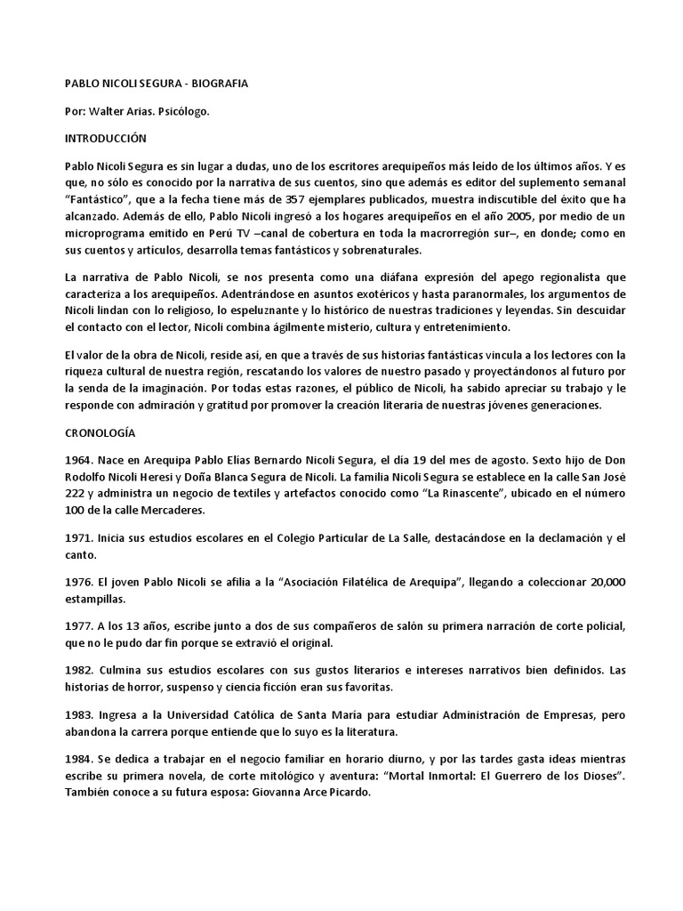 Pablo Nicoli Segura | PDF | HP Lovecraft | Cuentos