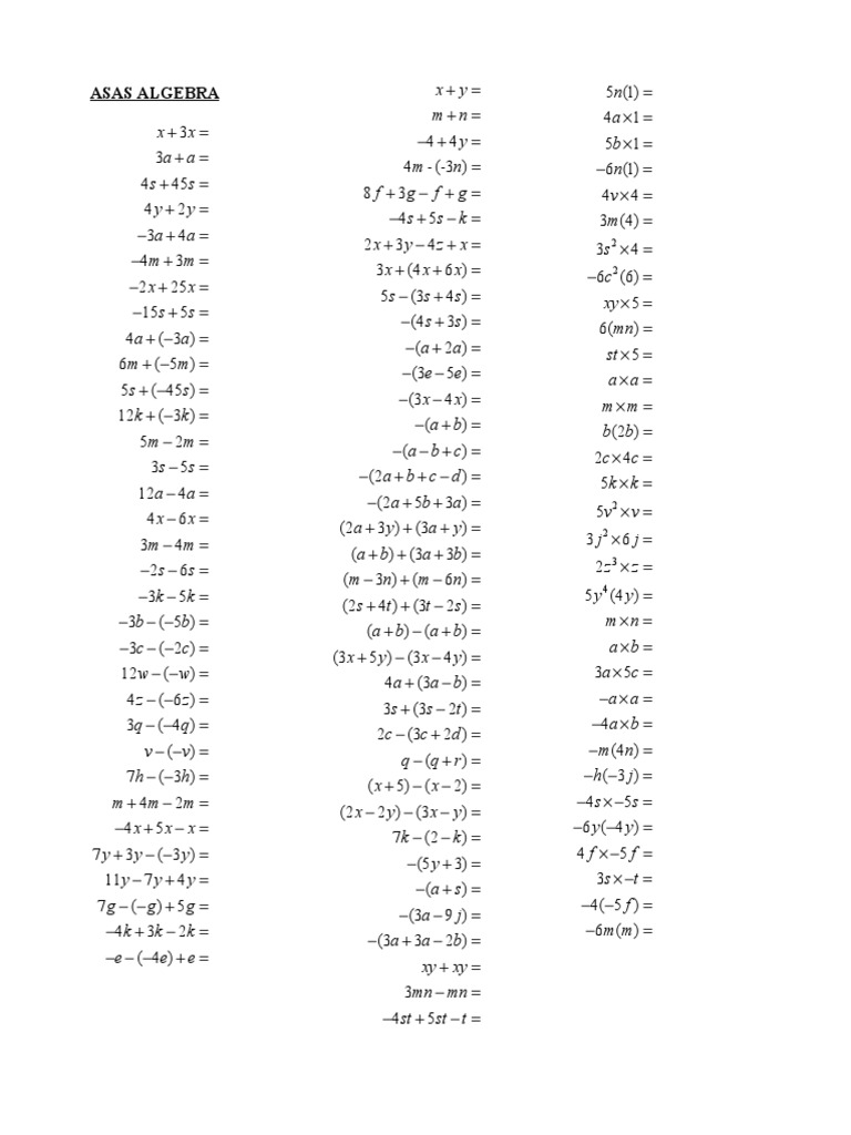 Asas Algebra | PDF