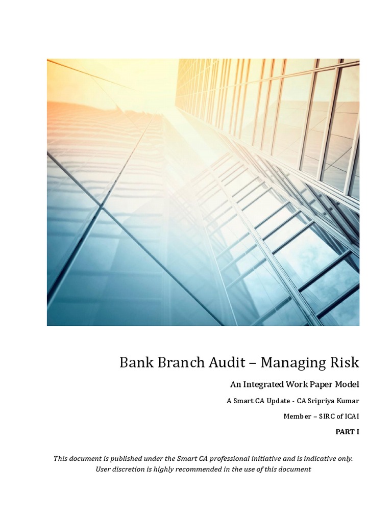 Bank Branch Audit Working Paper Manual | PDF | Audit | Financial Statement