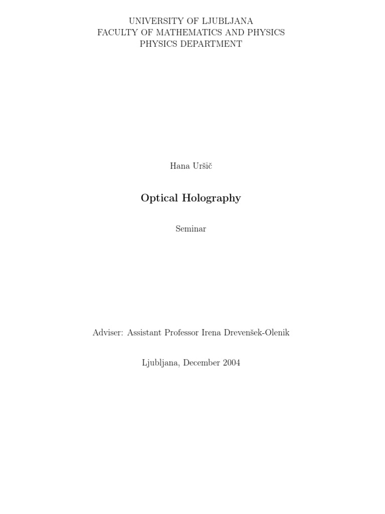 Holography | Download Free PDF | Holography | Stereoscopy
