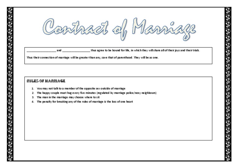 Humorous Marriage Contract Rules | PDF