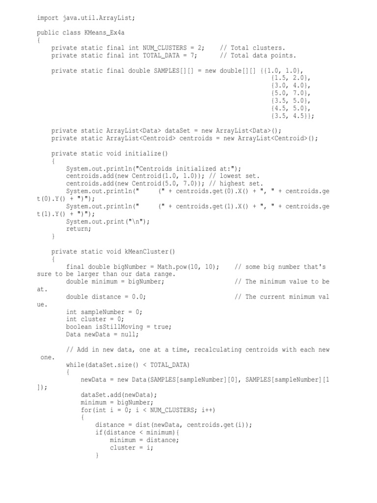 K Means Java Ex1 Computer Programming Areas Of Computer Science