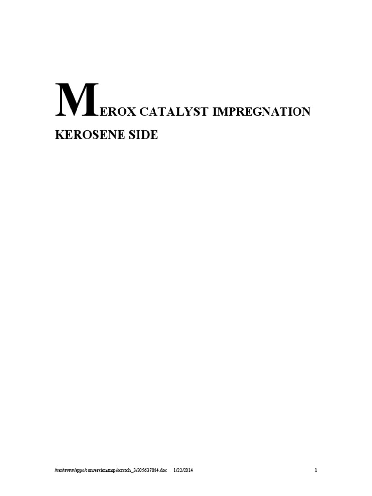 Merox Catalyst Impregnation | PDF | Thiol | Sulfur